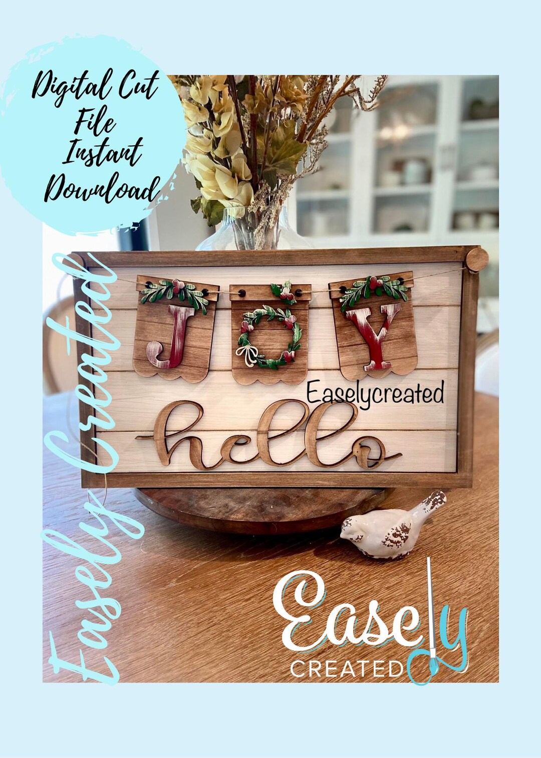 Interchangeable Mini Banner "christmas Wreath Joy" for Hello Sign ...