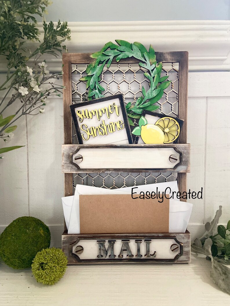 Faux Chicken Wire Sign Interchangeable Seasonal Mail Holder Digital ...