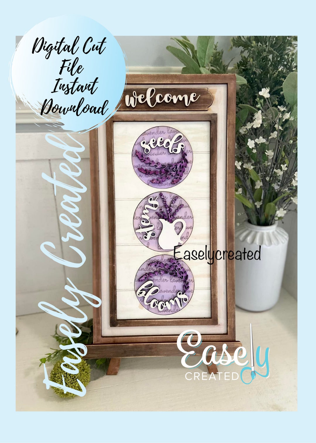 Three Circle Interchangeable Lavender Sign SVG Seasonal Interchangeable ...