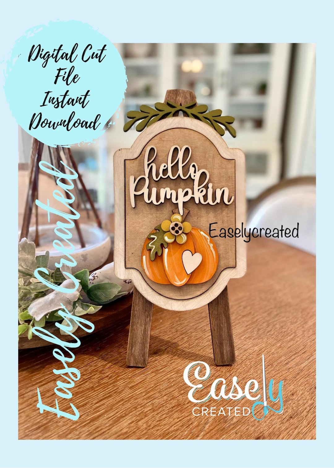 Easel Interchangeable Insert " Hello Pumpkin" Sign - Seasonal ...