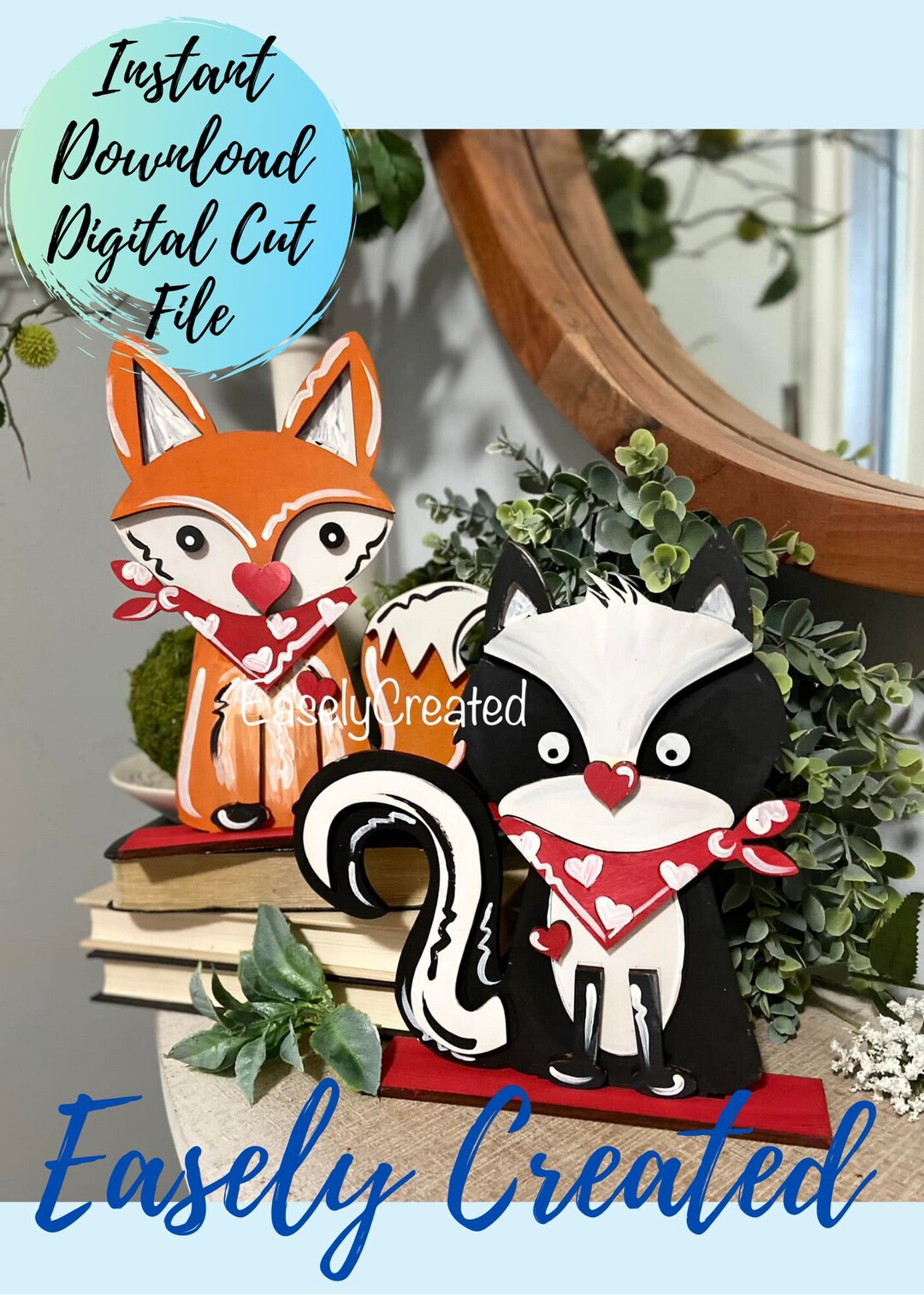 Bundle Fox and Skunk Kids Valentine DIY SVG Digital File -kids DIY ...
