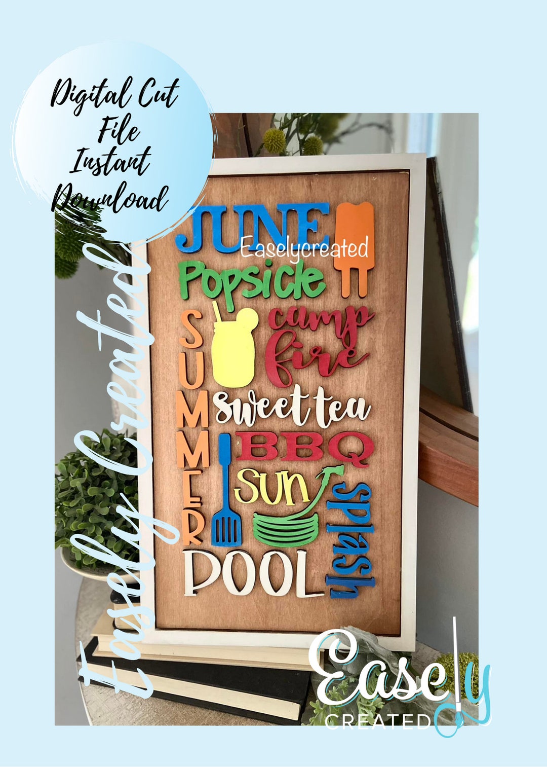 June BBQ Sign Digital File - Beach Summer Campfires - Sign Sunshine ...