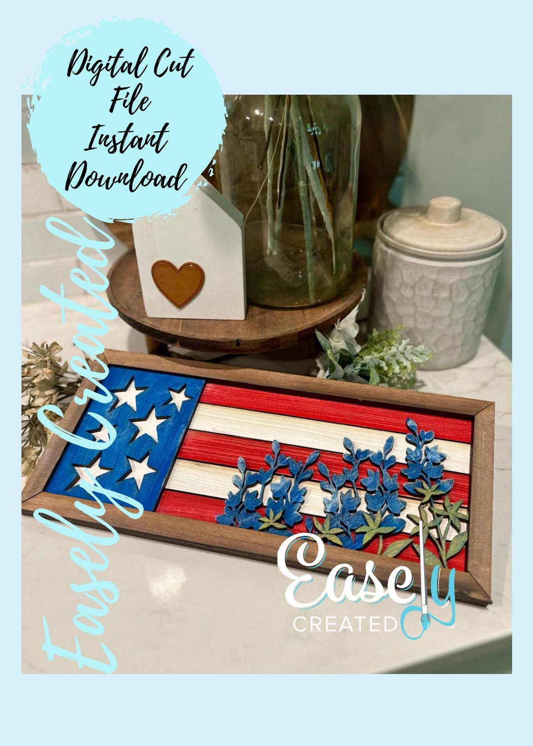 Flag Sign With Bluebell Bluebonnet Flowers SVG Digital SVG File America ...