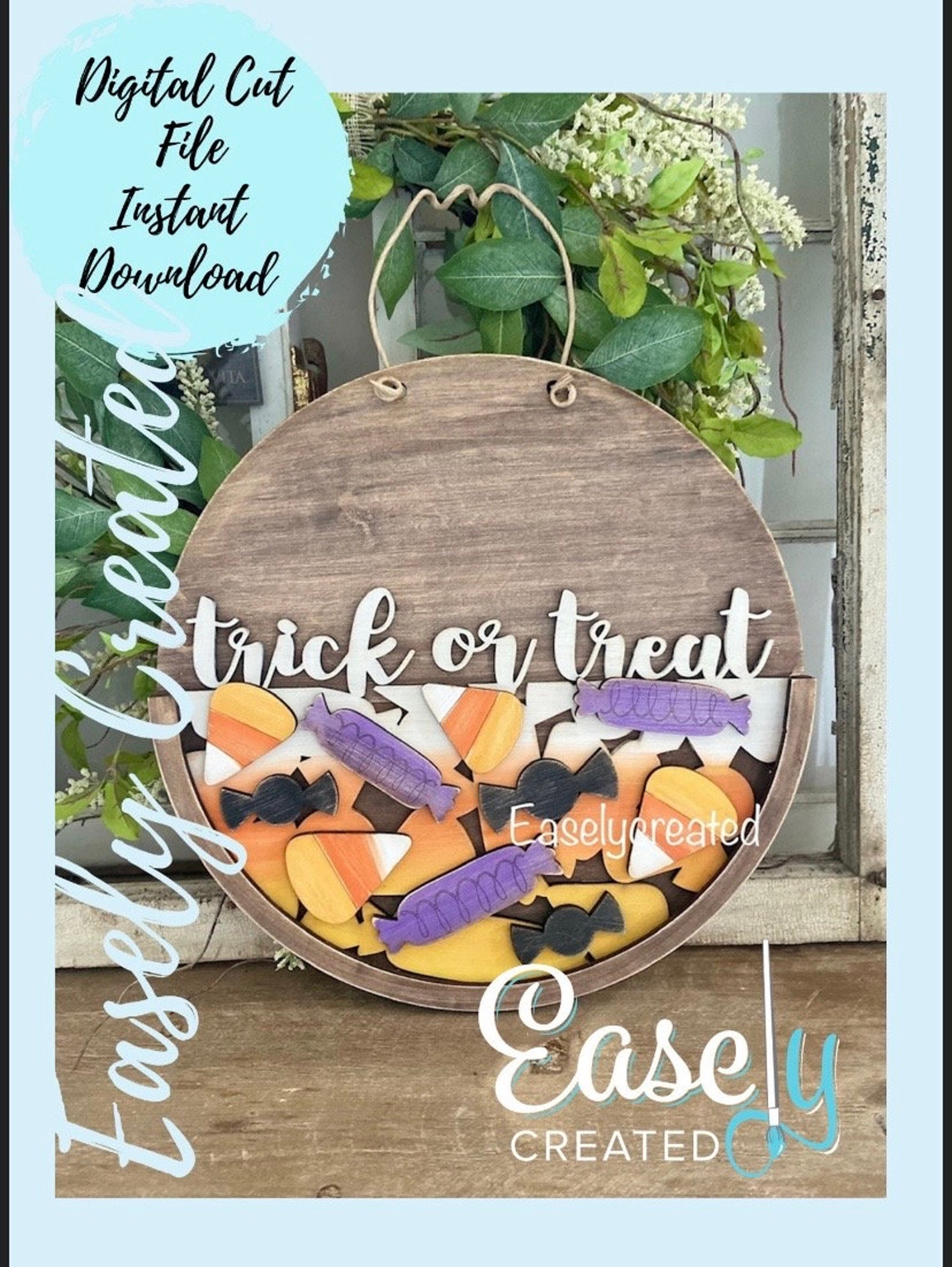 Interchangeable 15" Round Seasonal Door Hanger Backer Sign for Half ...