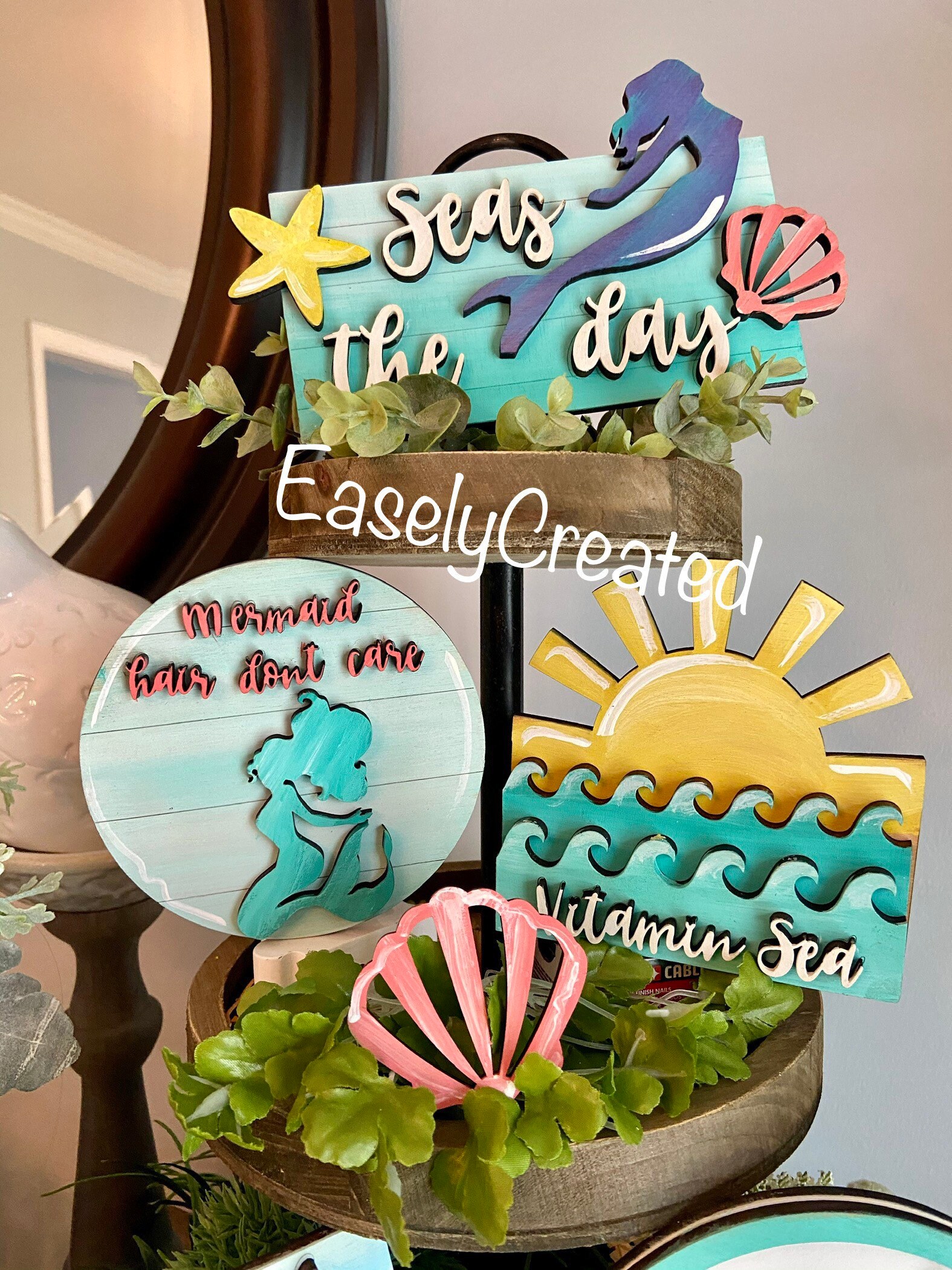 Mermaid Tiered Tray Digital Download File - Mermaid Glowforge SVG - DIY ...