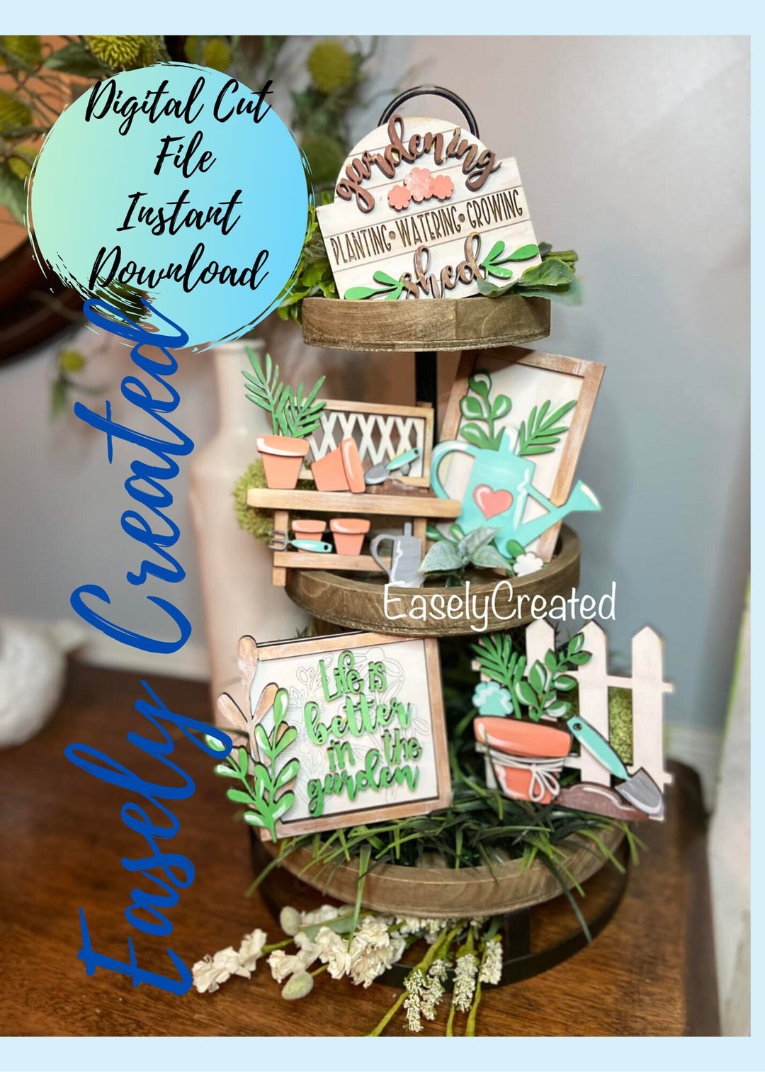 Gardening Gardener Tiered Tray Digital Download File - Glowforge Garden ...