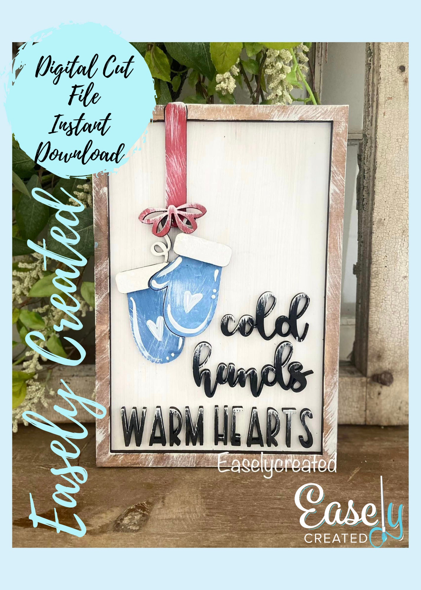 Cold Hands Warm Heart Sign SVG File Winter Holiday SVG Sign Glowforge ...