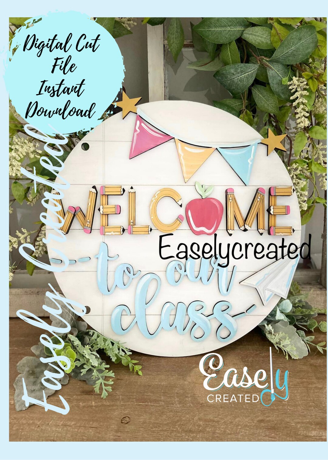 Welcome to Our Class Classroom Teacher Door Hanger Sign SVG File Pencil ...