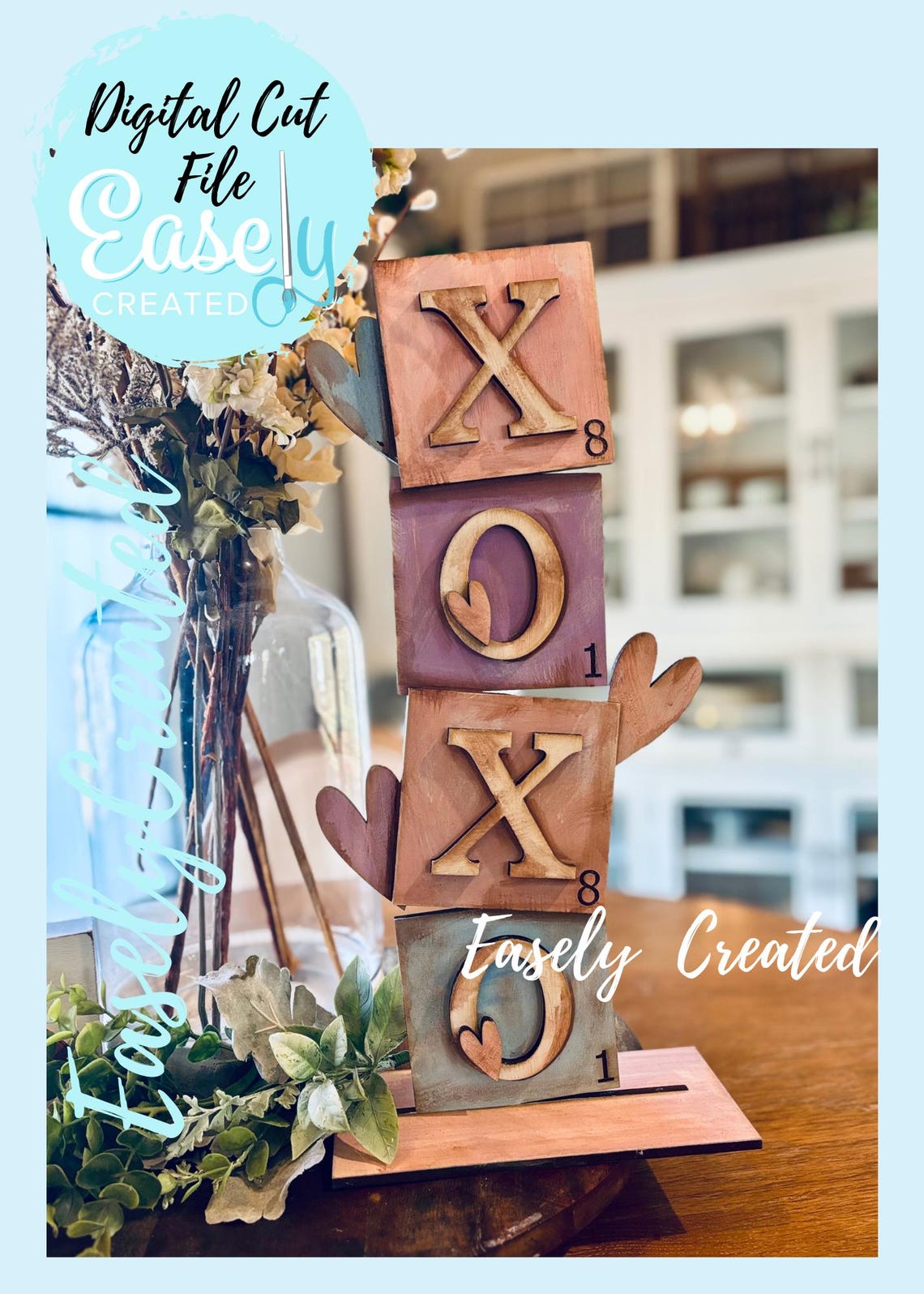 XOXO Scrabble Tile Heart Shelf Sitter Sign SVG Valentine Love Instant ...