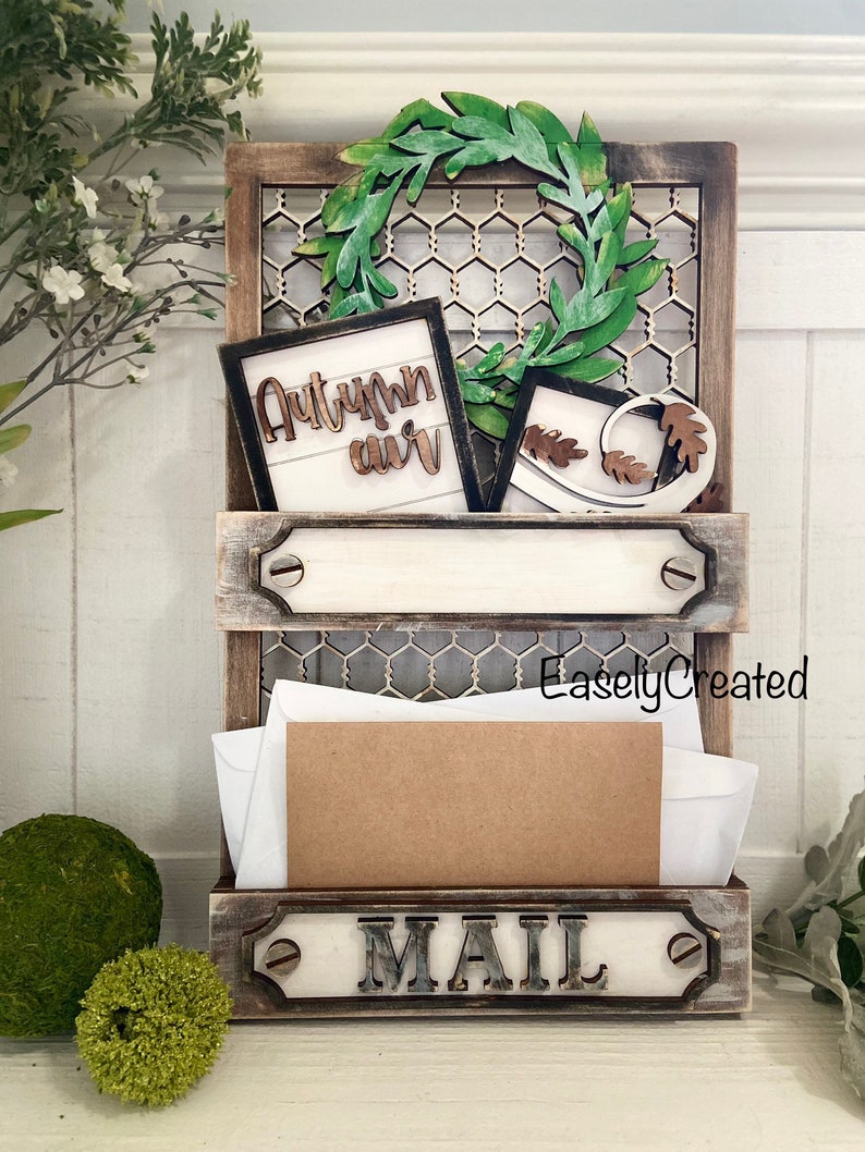 Faux Chicken Wire Sign Interchangeable Seasonal Mail Holder Digital ...