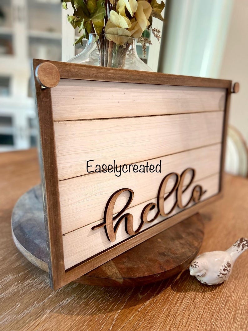 Hello Banner Sign Holder for Interchangeable Mini Banners - Glowforse ...