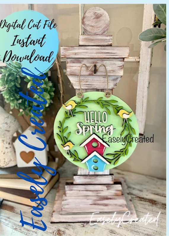 Spring Door Hanger Sign SVG File 10 Hello Spring Door | Etsy