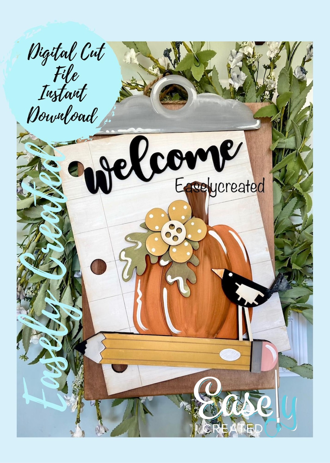 Clipboard Interchangeable Seasonal Door INSERT "fall Pumpkin" Hanger ...