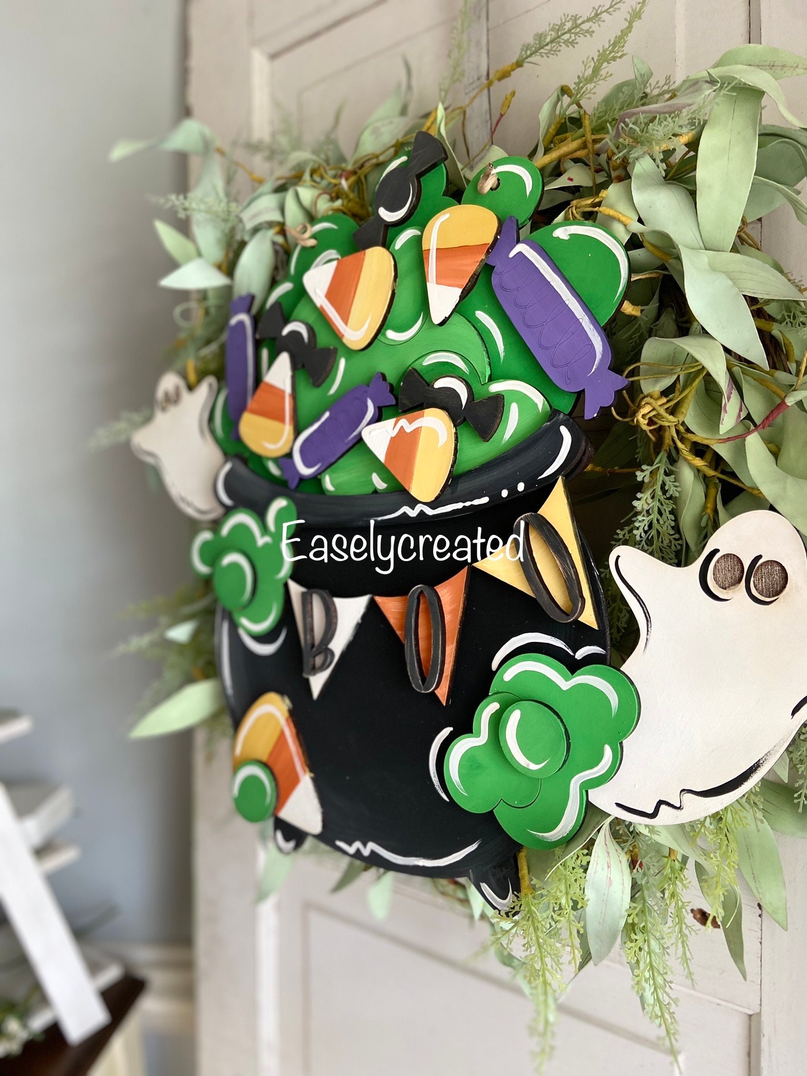 Boo Witch Cauldron Door Hanger Sign SVG File Halloween Haunted House ...