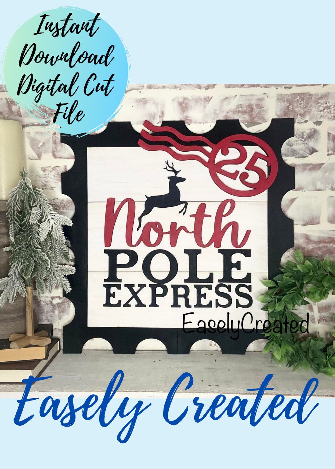 North Pole Express Sign Postage Stamp Christmas Merry Sign SVG File ...