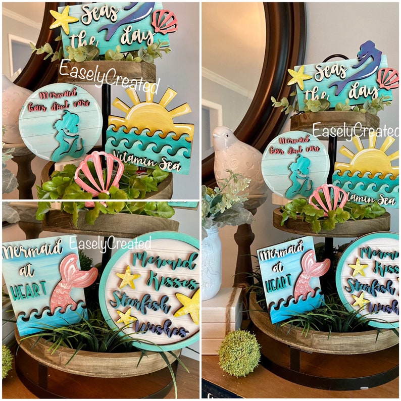 Mermaid Tiered Tray Digital Download File Mermaid Glowforge - Etsy