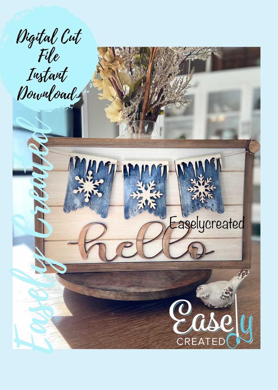 Interchangeable Mini Banner "hello Winter Snowflake" for Hello Sign ...