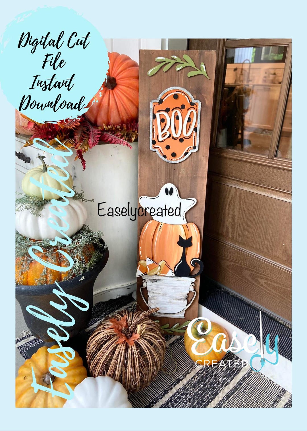 4ft Interchangeable Porch Leaner Insert "boo Pumpkin Ghost " Ghost ...