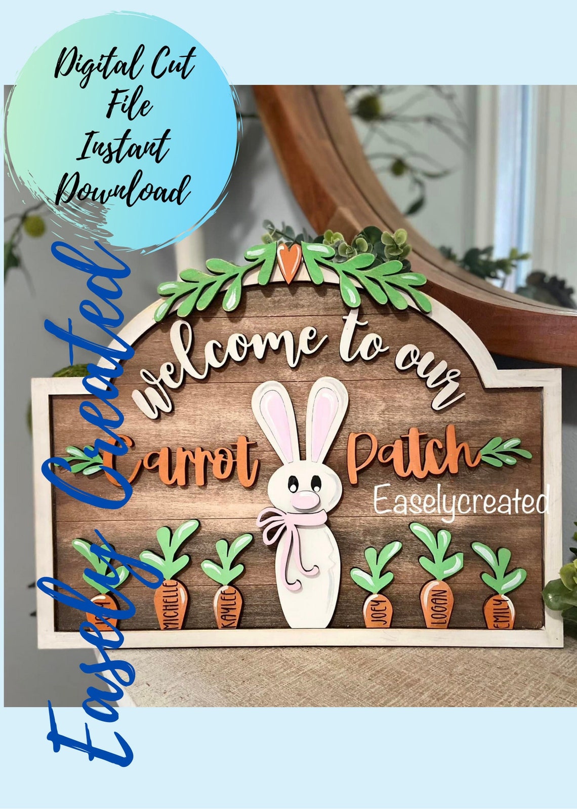 Welcome to Our Carrot Patch Sign SVG Digital File - Easter Bunny Sign ...