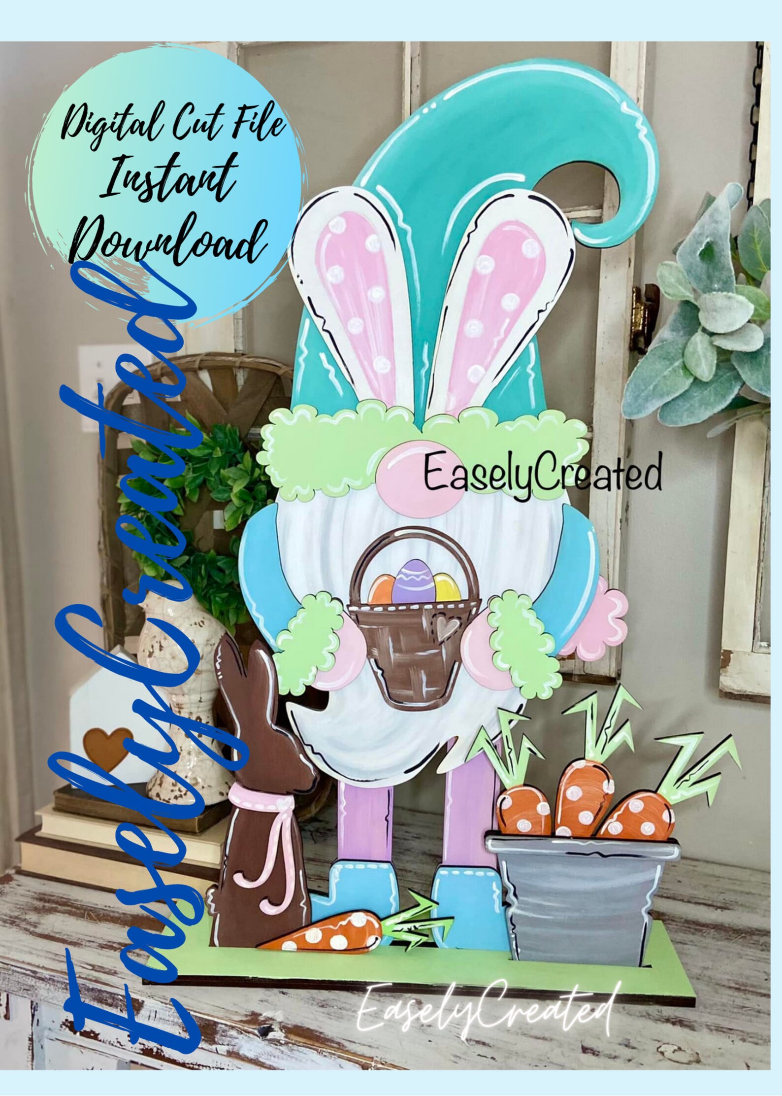 Easter Gnome Porch Sign SVG File Bunny Gnome Sign- Spring Porch Sign ...