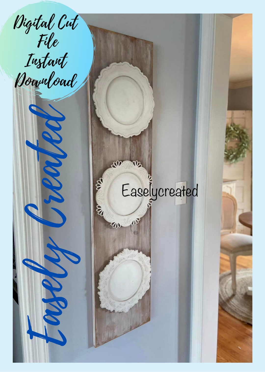 Vintage Charger Plate Set of Three Digital File - Farmhouse Plate Sign ...