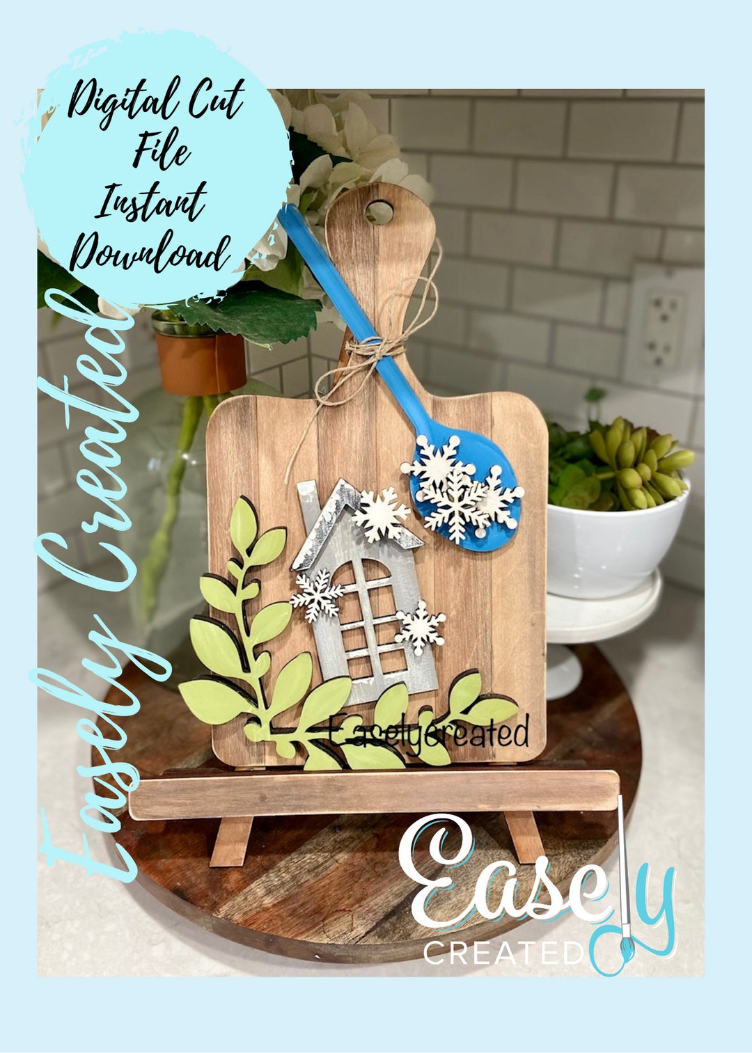 Faux Cutting Board Interchangeable Insert and Spoon Only "let It Snow ...