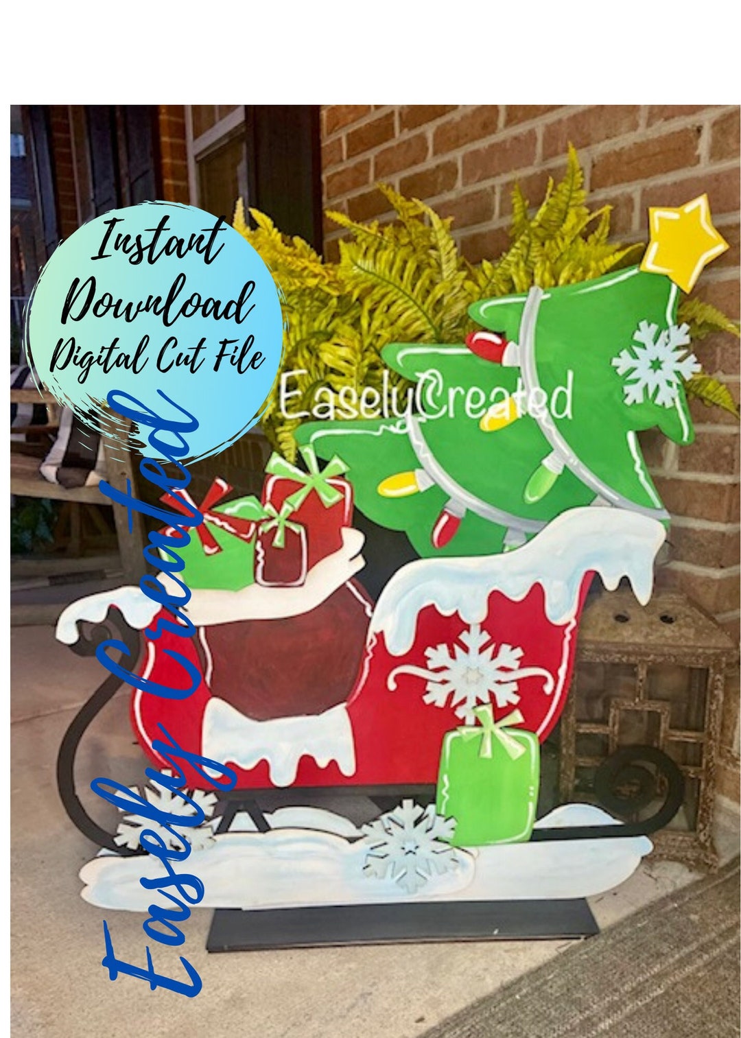 Santa Sleigh Porch Sign SVG File Sleigh Sign- Winter Porch Sign SVG ...