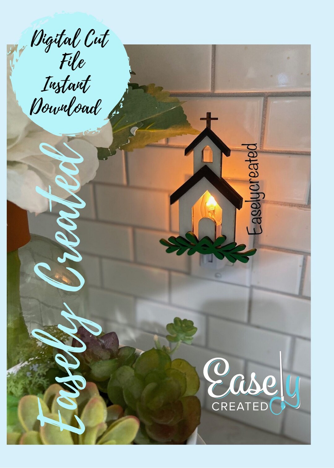 Easter Church Night Light Attachment SVG Holiday Glowforge SVG Nite ...