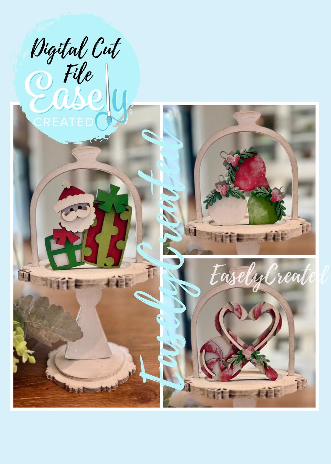 Cake Display Stand Interchangeable Sign Insert "candy Cane Santa Gifts ...