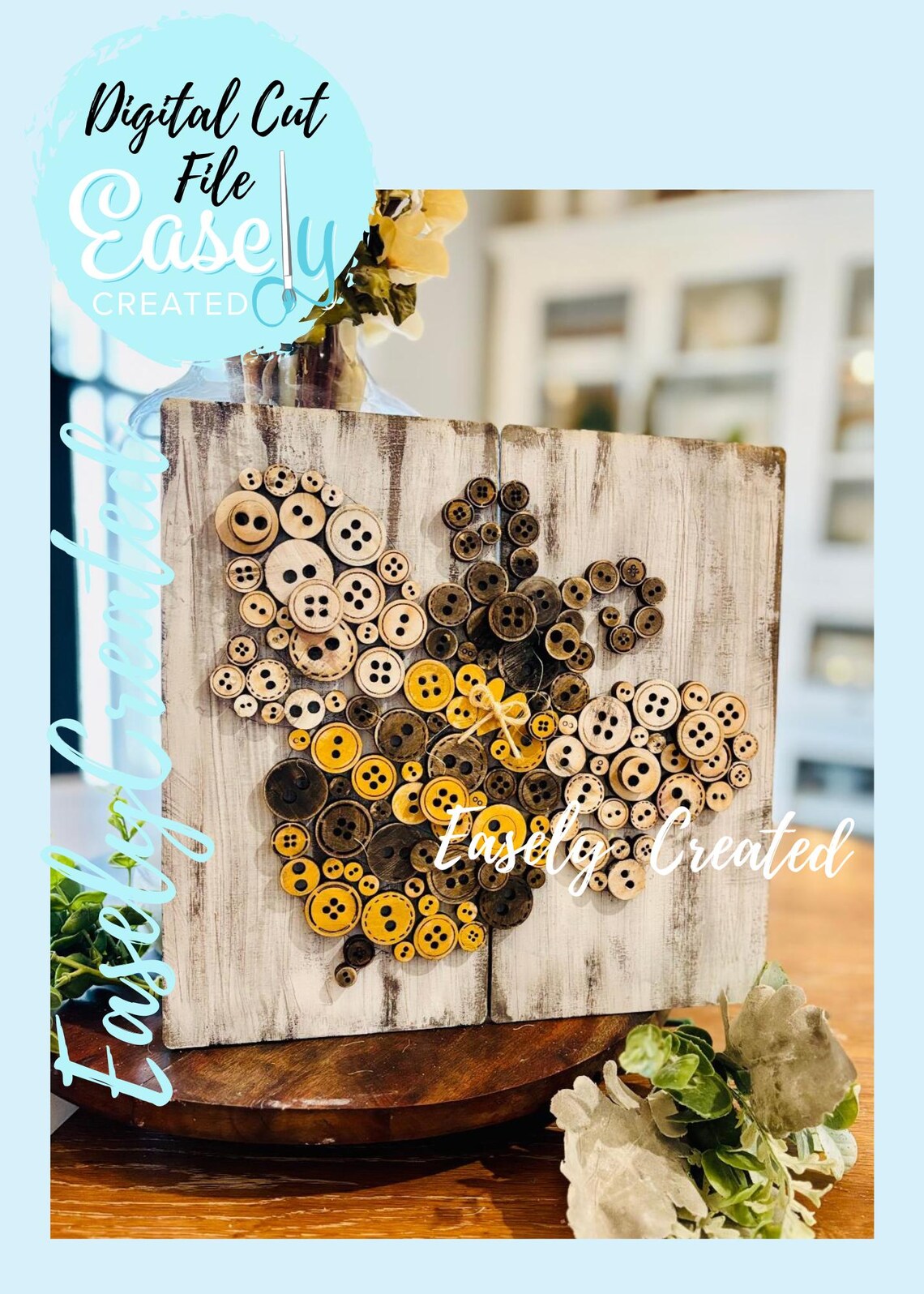 Wooden Button Bee® Bumble Sign SVG Spring Bloom Vintage Instant Digital ...