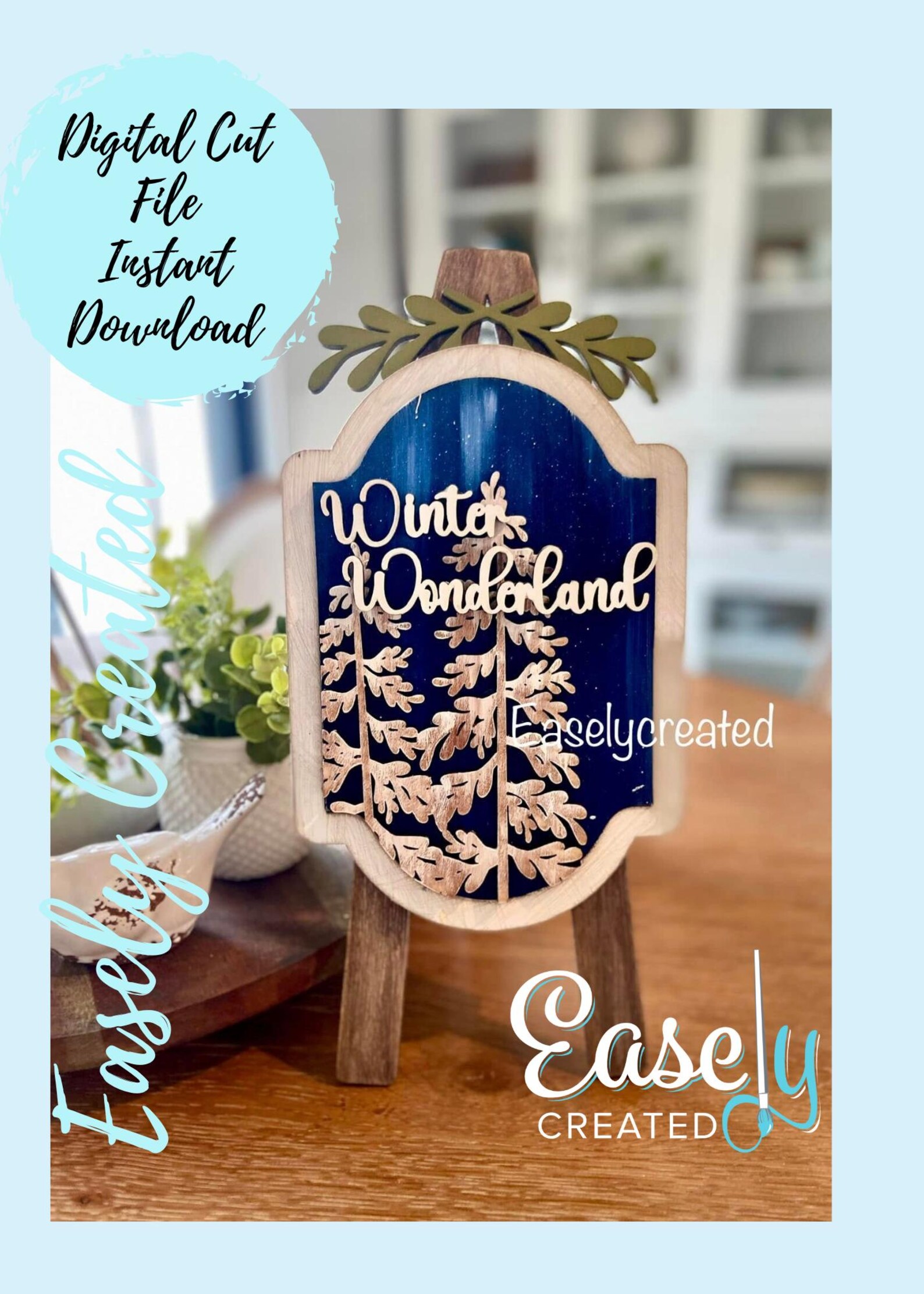 Table Top Easel Interchangeable Insert " Winter Wonderland" Sign ...