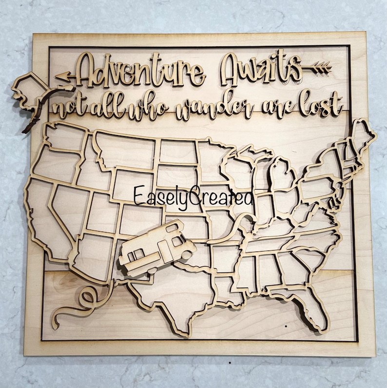 Travel Map Sign SVG File Travel State Map Sign Calendar - Etsy Canada