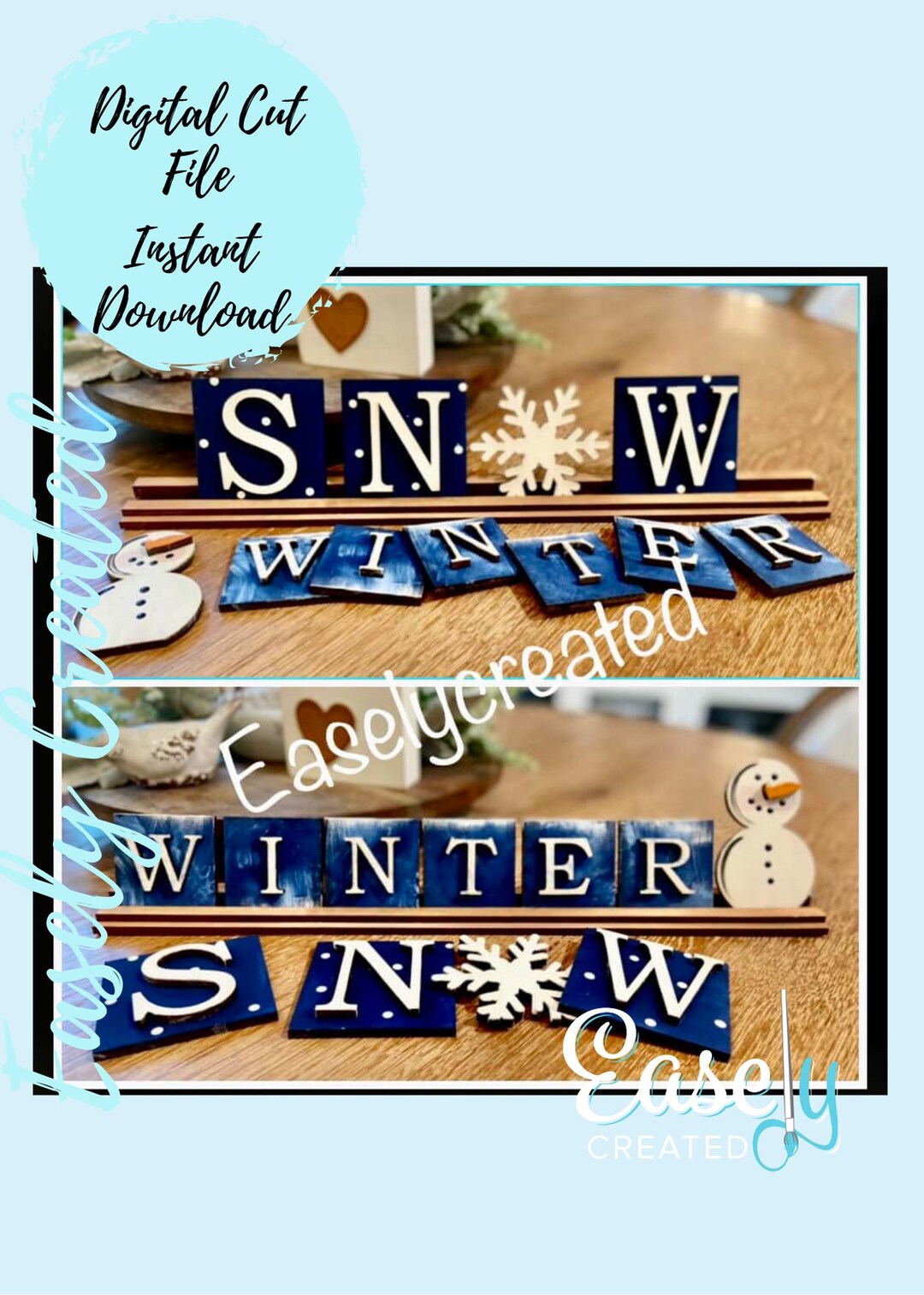 Scrabble Tile Letter Sign Winter Snow Snowman Holiday Sign Shelf Sitter ...