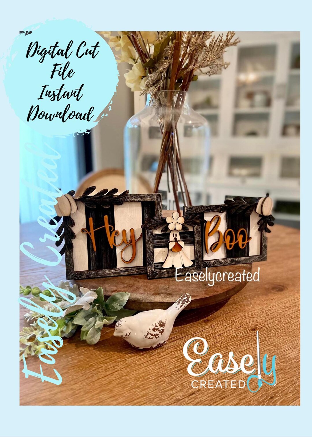 Trio Mini Signs Hey Boo Halloween Ghost Sign Trio Digital File Fall ...