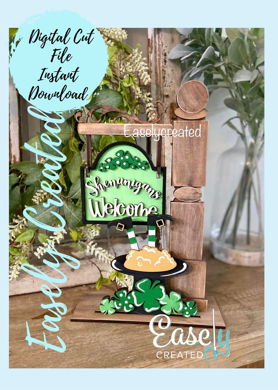 Mini Post Sign Interchangeable Insert "shenanigans Welcome" Shelf ...