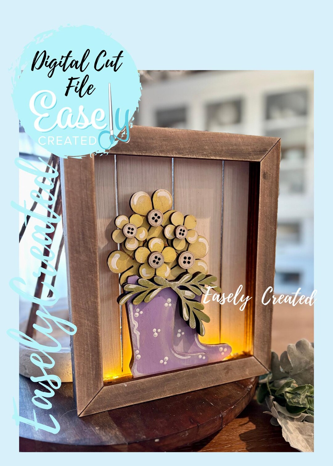 Shadow Box© Display Sign Insert for "spring Rain Boots Flowers ...