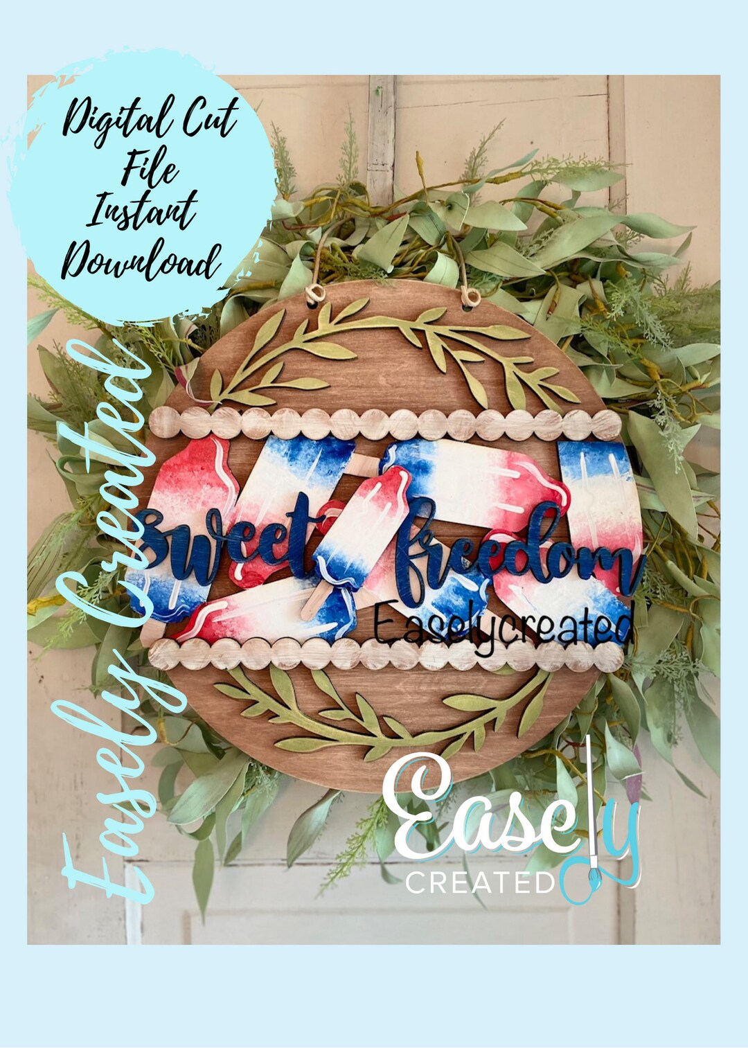 Slide in "bomp Pop July" for Interchangeable 15" Round Seasonal Door ...