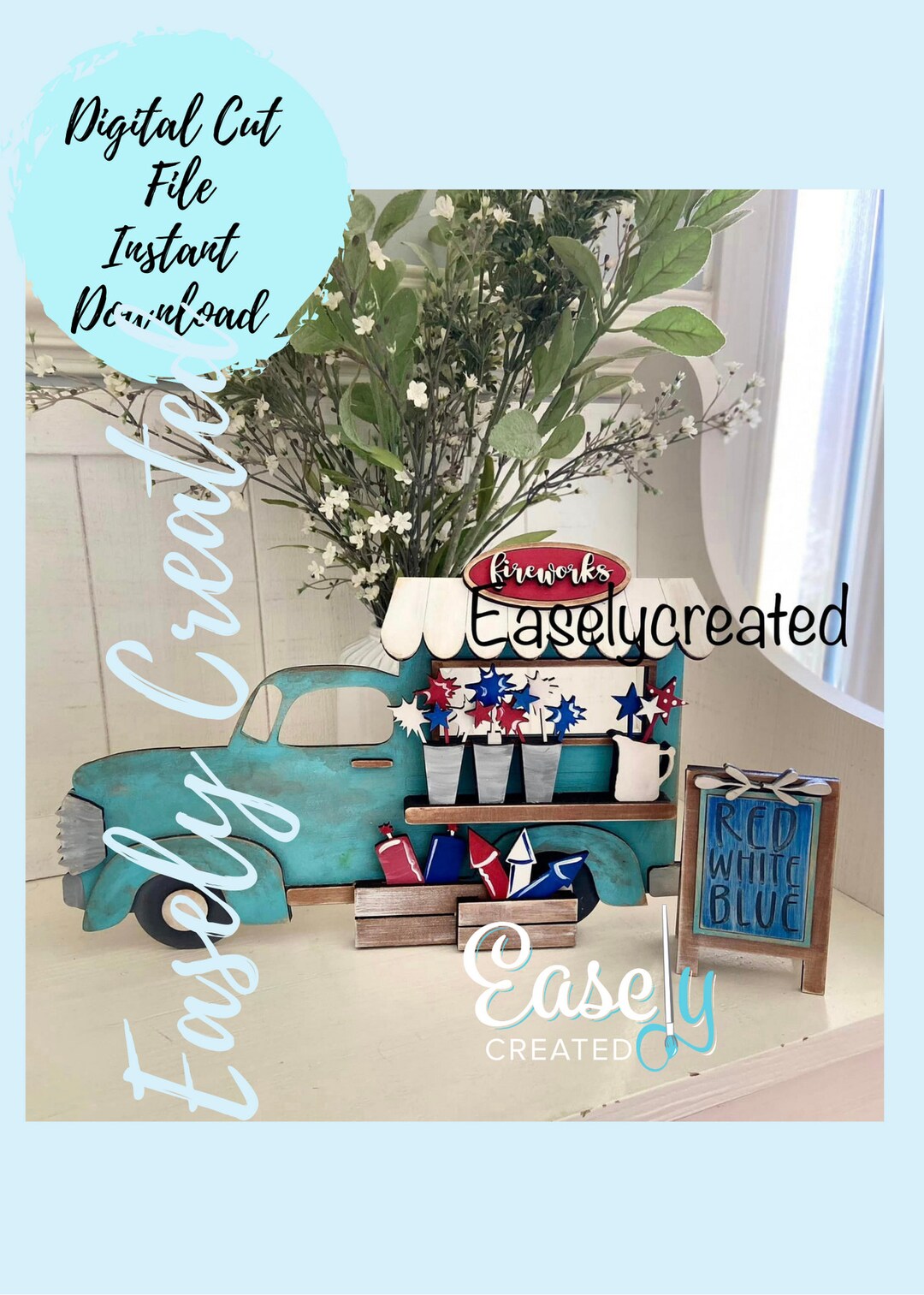 Fireworks Stand Sign Red White Blue Add-on for Interchangeable Truck ...