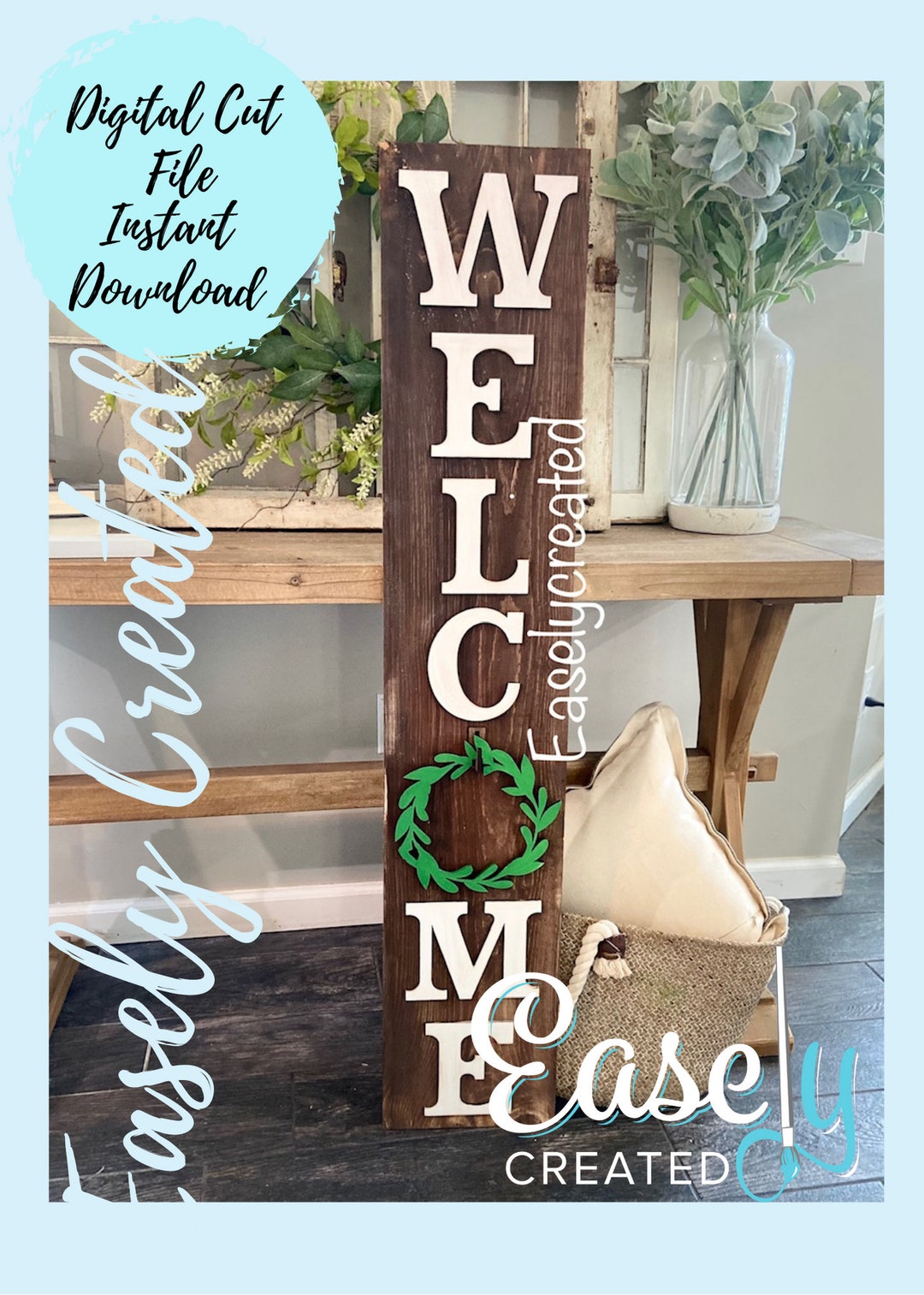 Welcome Interchangeable Porch Leaner Sign SVG File Winter Spring Fall ...