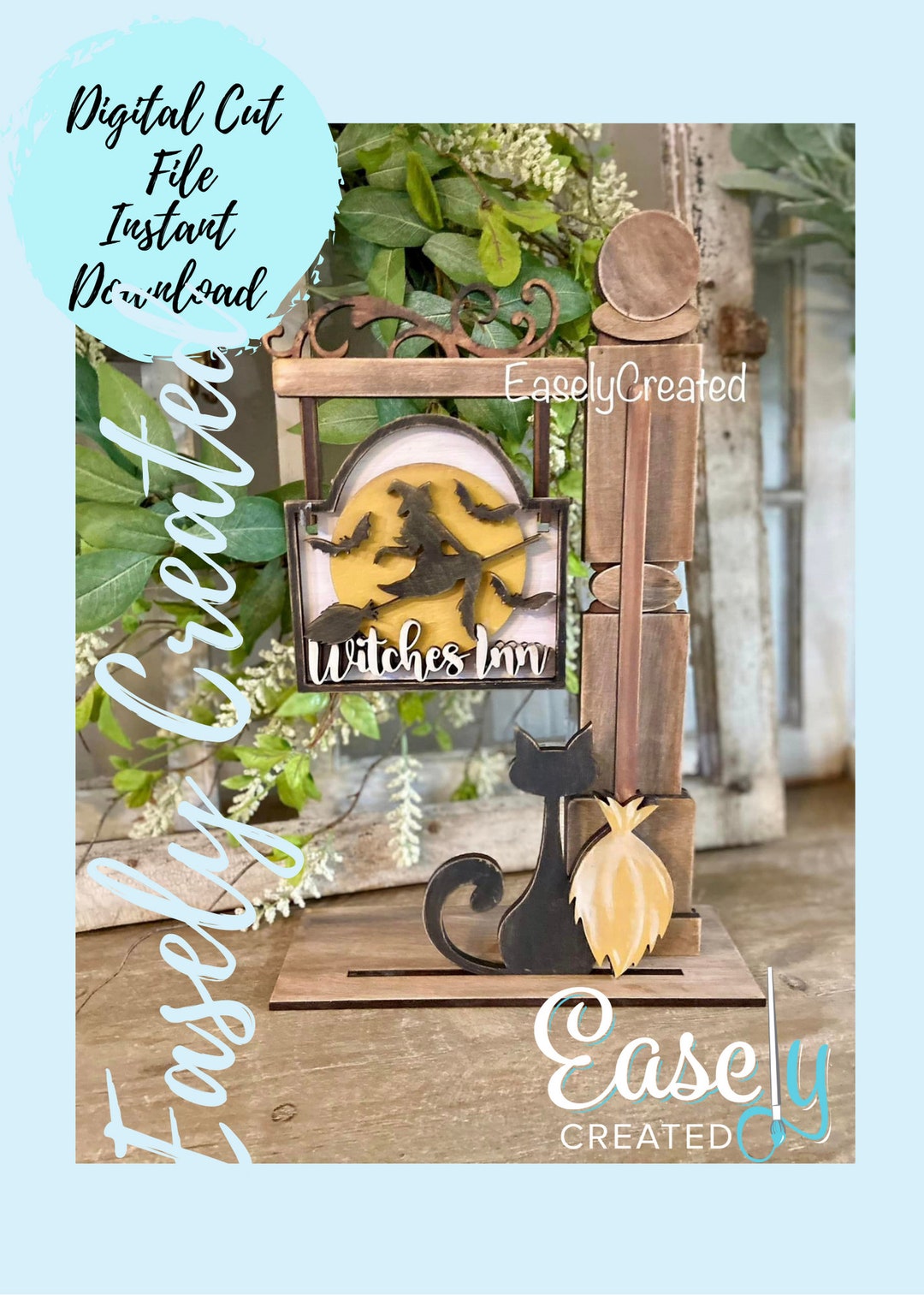 Mini Post Sign Interchangeable Insert "witches Inn" Shelf Sitter Sign ...