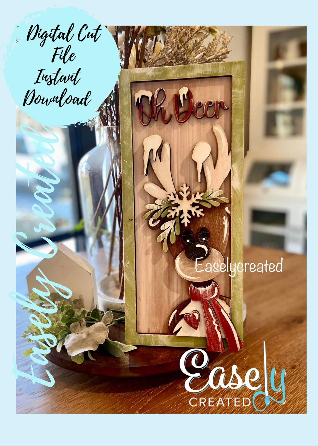 Oh Deer Winter is Here Reindeer Sign SVG Holiday Christmas Seasonal ...