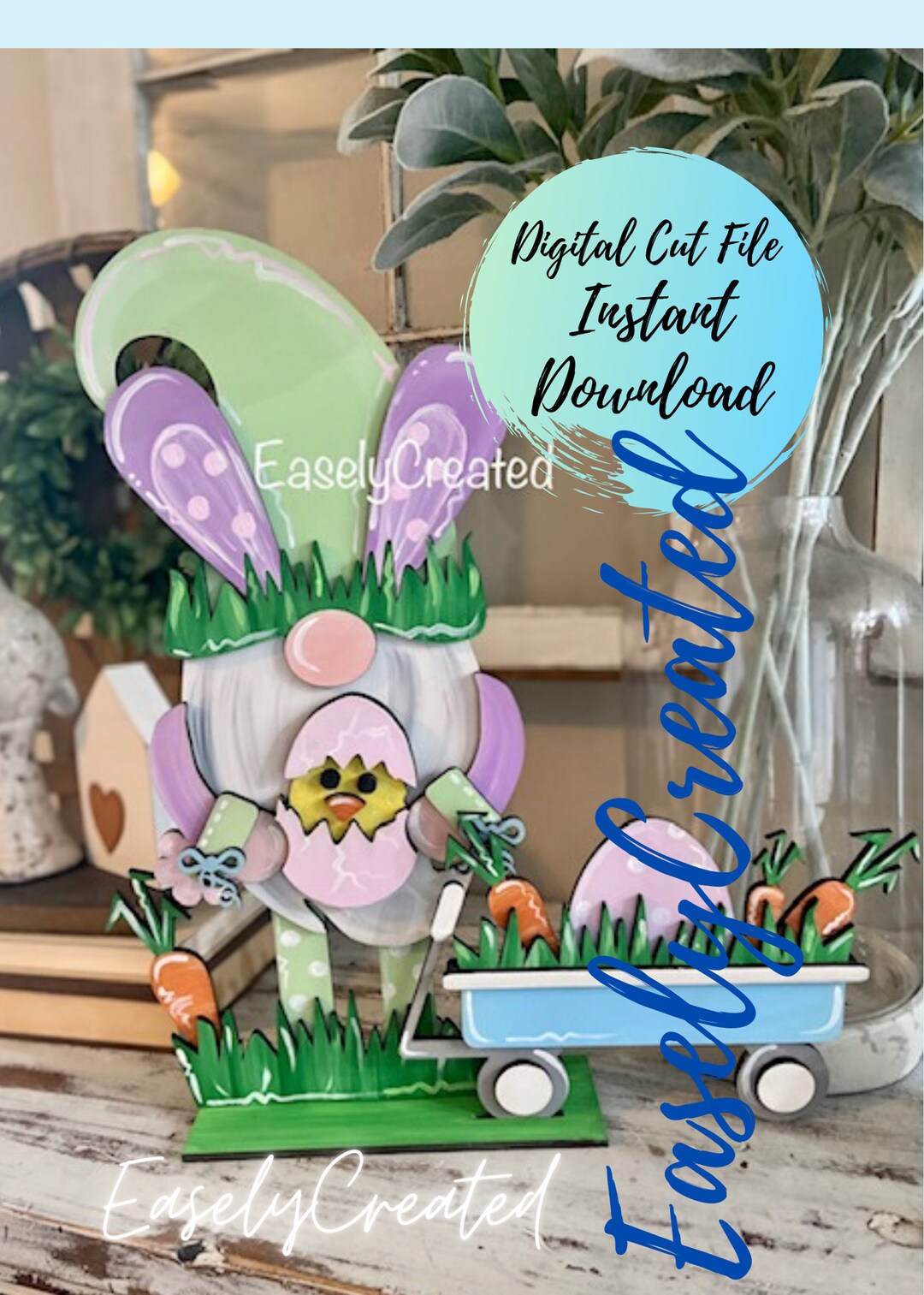 Easter Gnome Shelf Sitter Sign SVG File Easter Bunny Gnome Sign- Easter ...