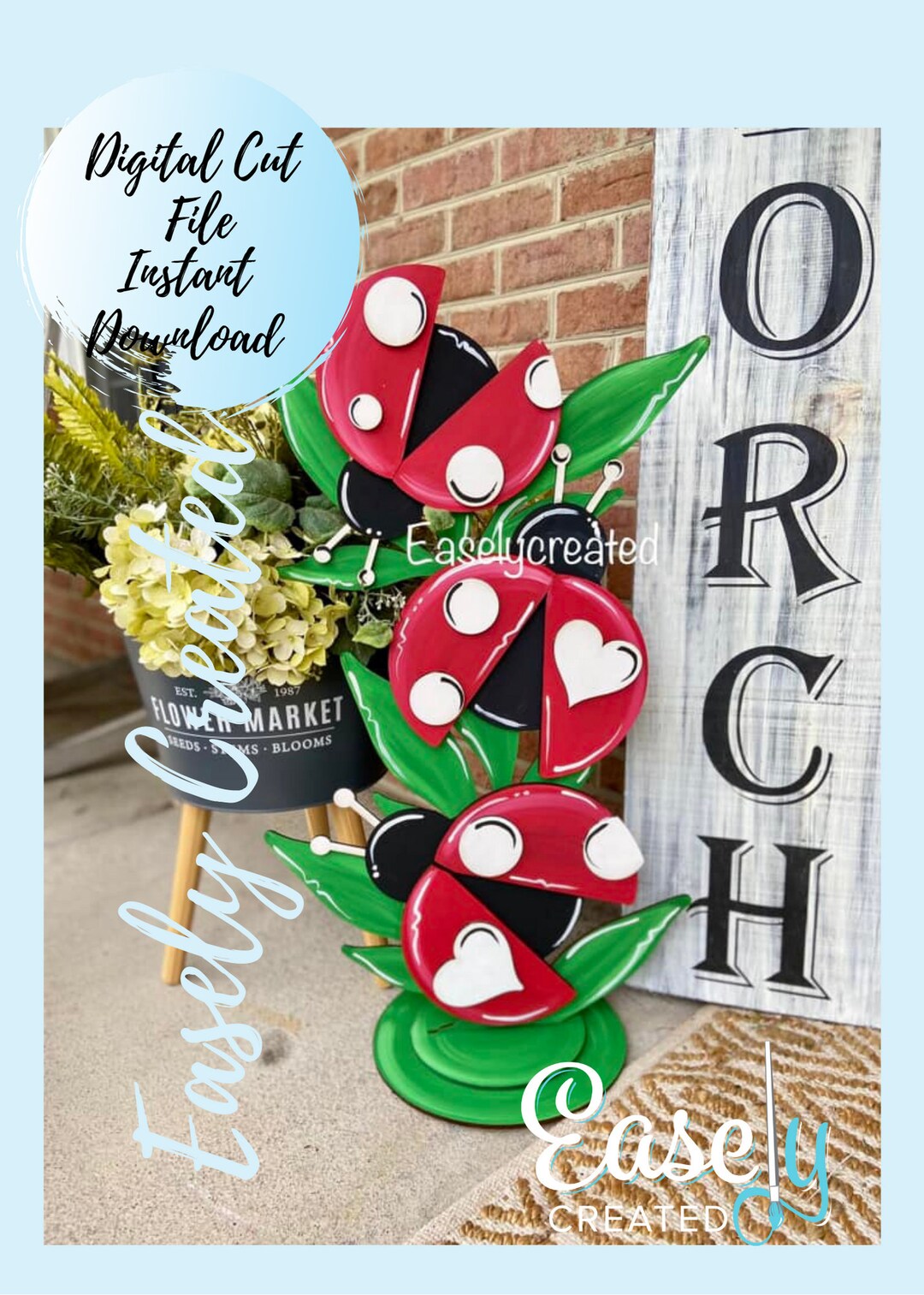 Ladybug Porch Cutout Sign SVG File Spring Summer Porch Sign SVG - Sign ...