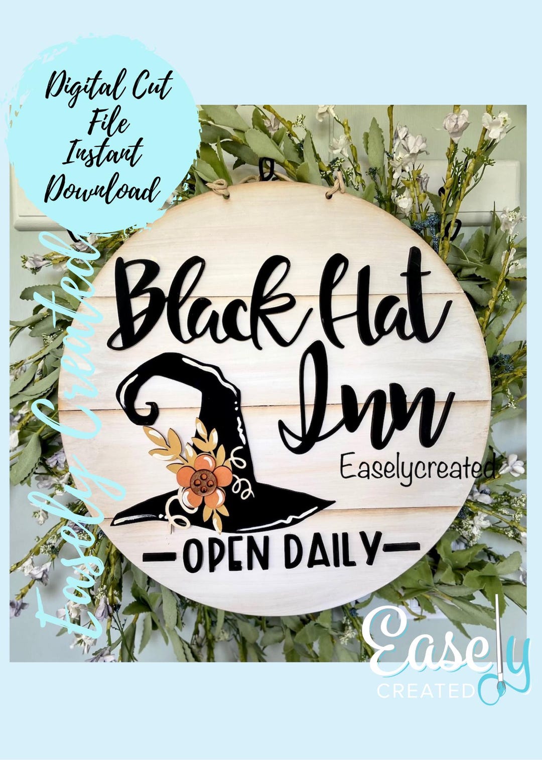 Witch Black Hat Inn Door Hanger Sign Halloween Fall Glowforge Laser ...