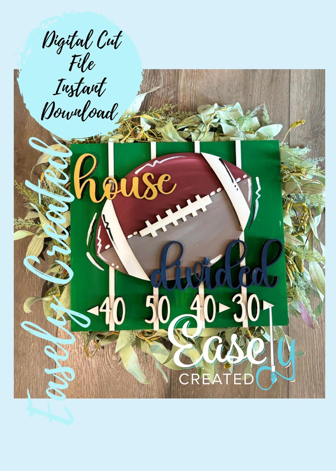 House Divided Football Door Hanger Sign SVG Glowforge Laser Ready File ...