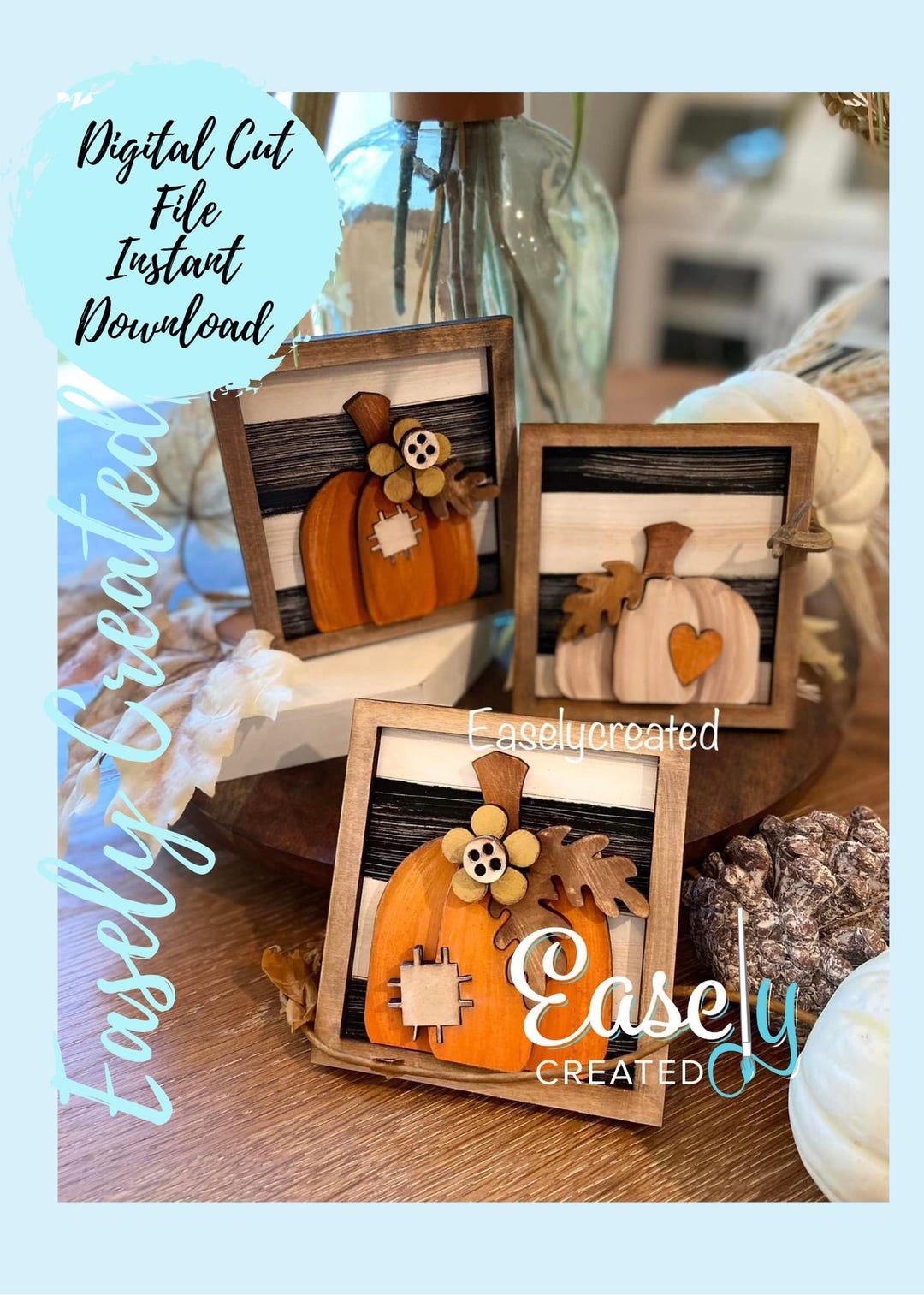 Mini Pumpkin Sign Trio Tiered Tray Sign SVG Holiday Fall Autumn ...