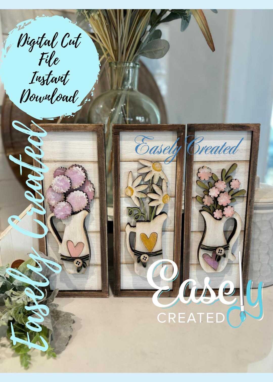 Vertical Trio Shiplap Sign Set Summer Wild Flowers Spring SVG Holiday ...