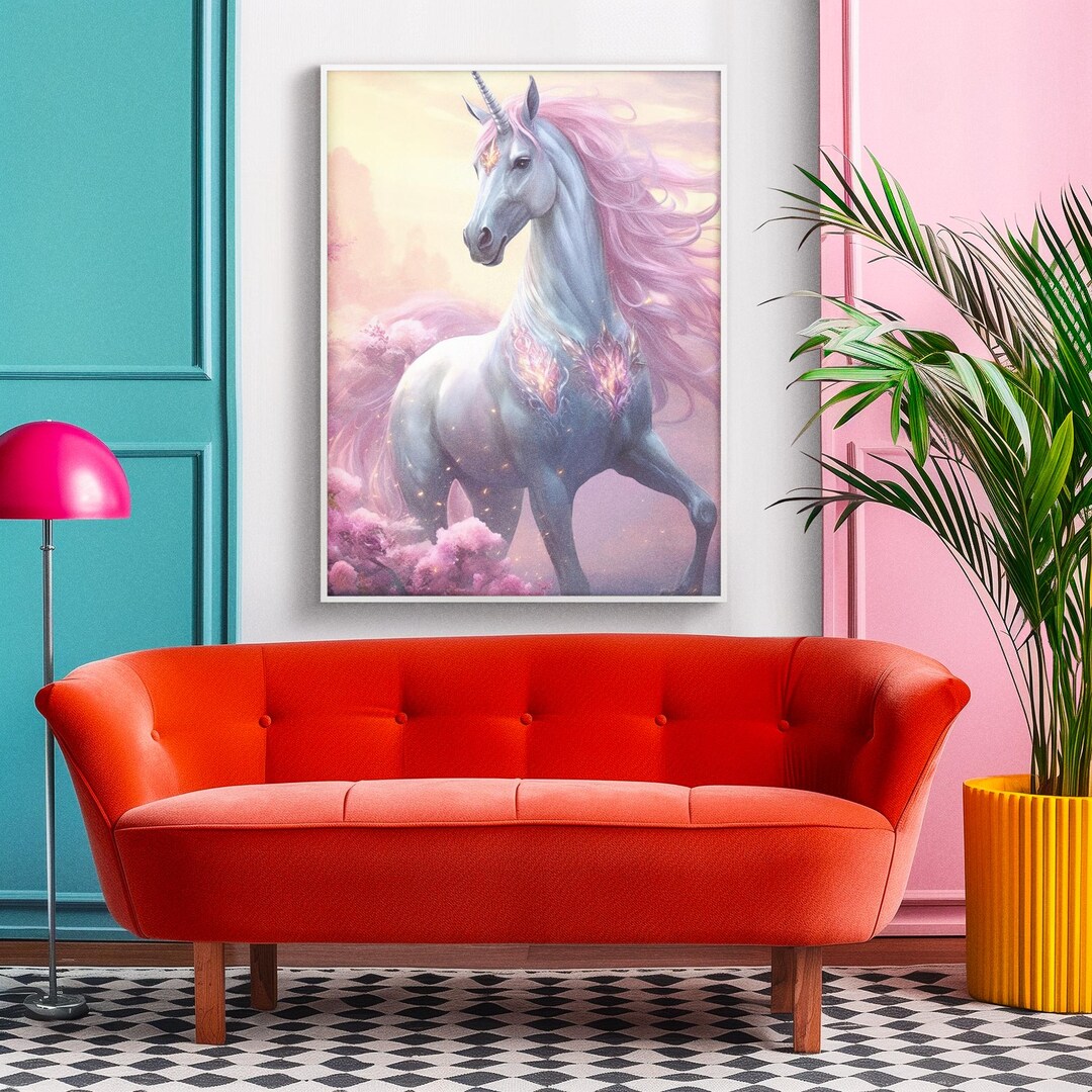 12 Fantasy Unicorns Wall Art Set. Magical Unicorn Oil Painting Prints ...