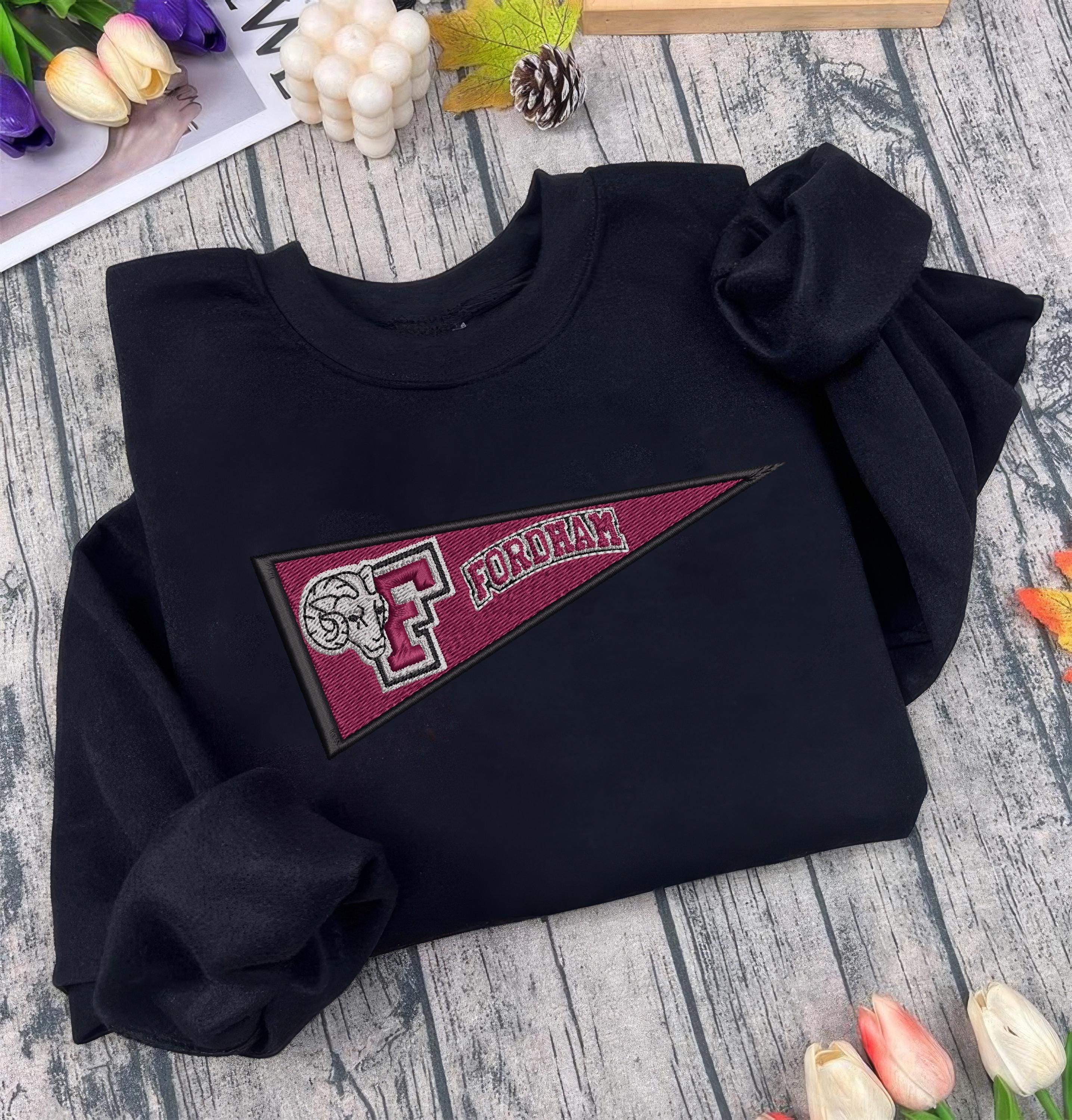Custom Vintage Miami Embroidered Sweatshirt | Cream College Pennant ...