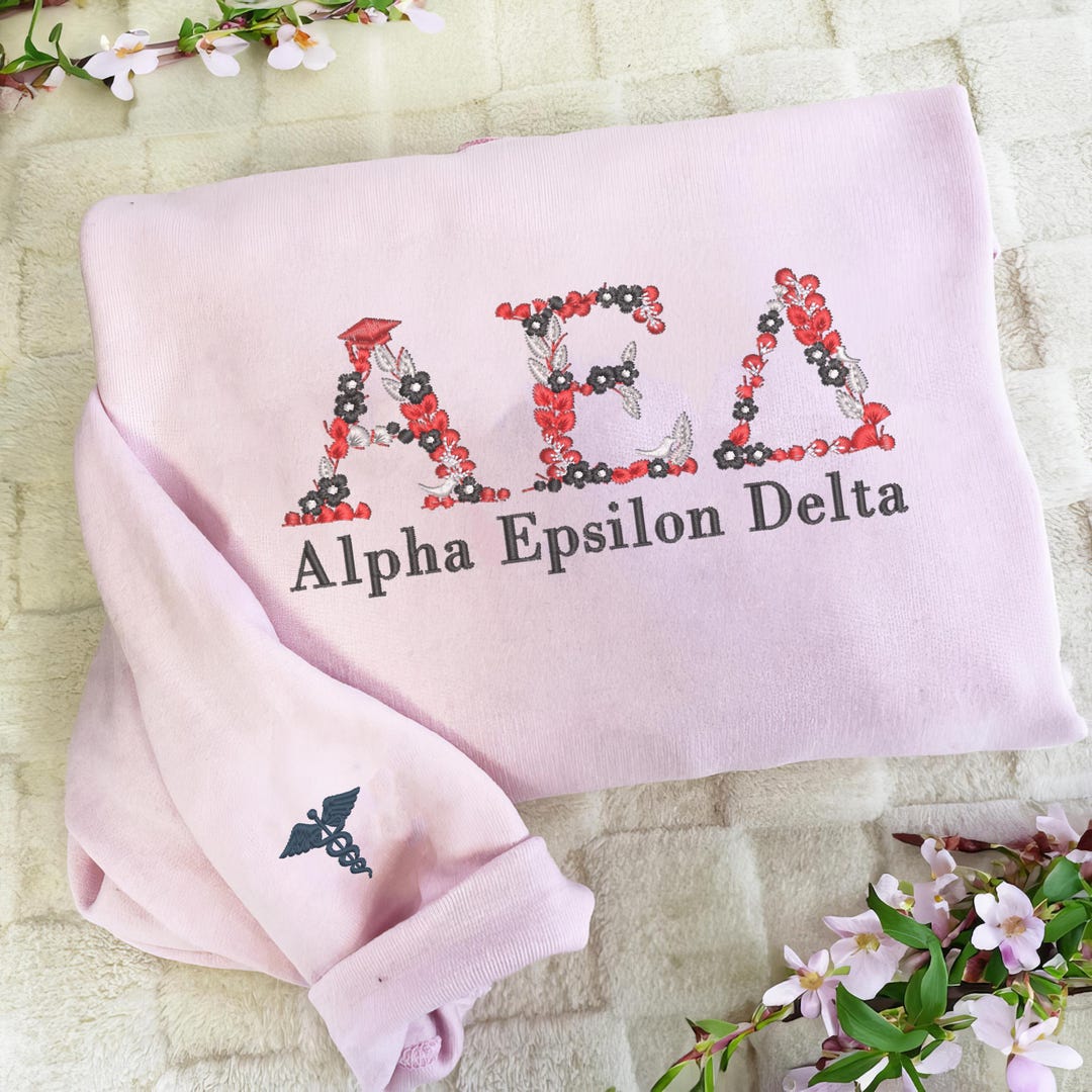 Custom Greek Letters Embroidered Crewneck | Alpha Epsilon Delta ...